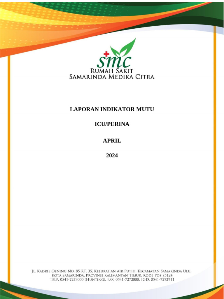 LAPORAN INDIKATOR MUTU UNIT ICU APRIL 2024 | PDF
