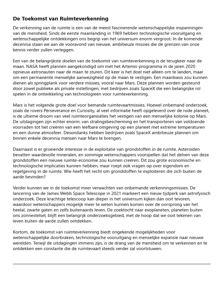 De Toekomst Van Ruimteverkenning | PDF