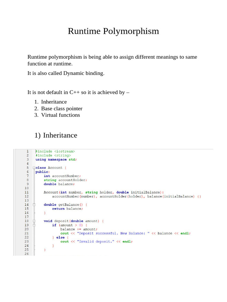 Runtime Polymorphism | PDF