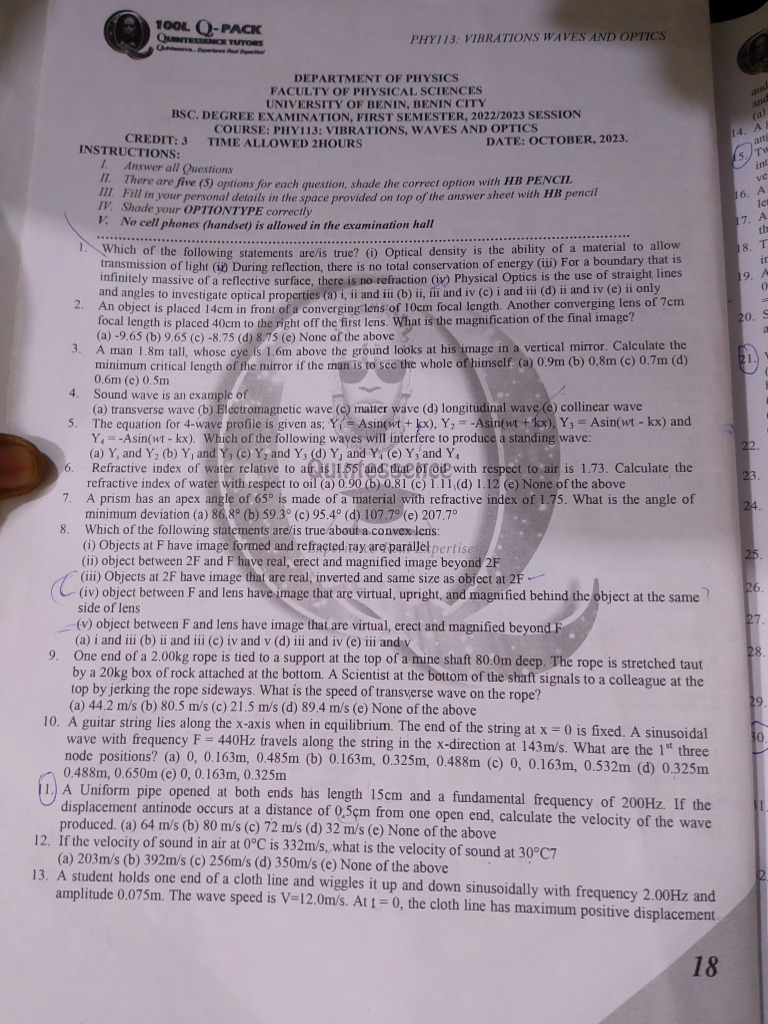 PHY Past Questions | PDF