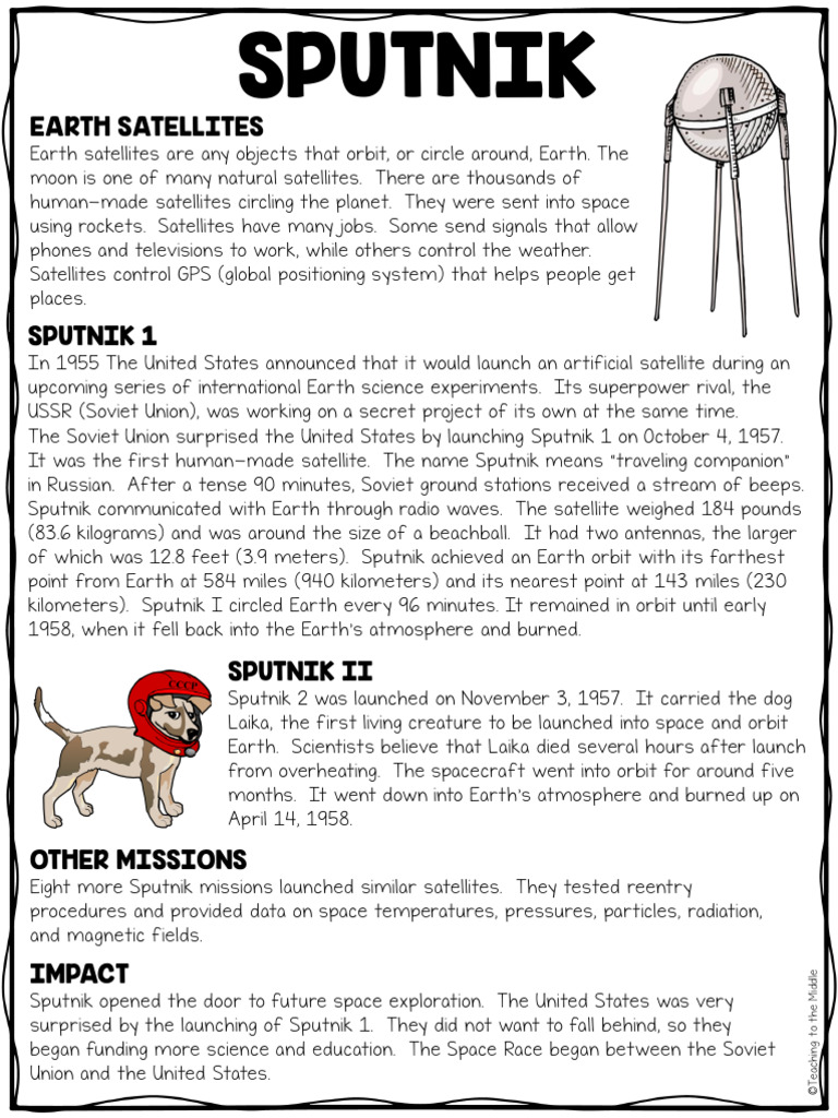 Earth Satellites: Made Satellite. The Name Sputnik Means "Traveling ...