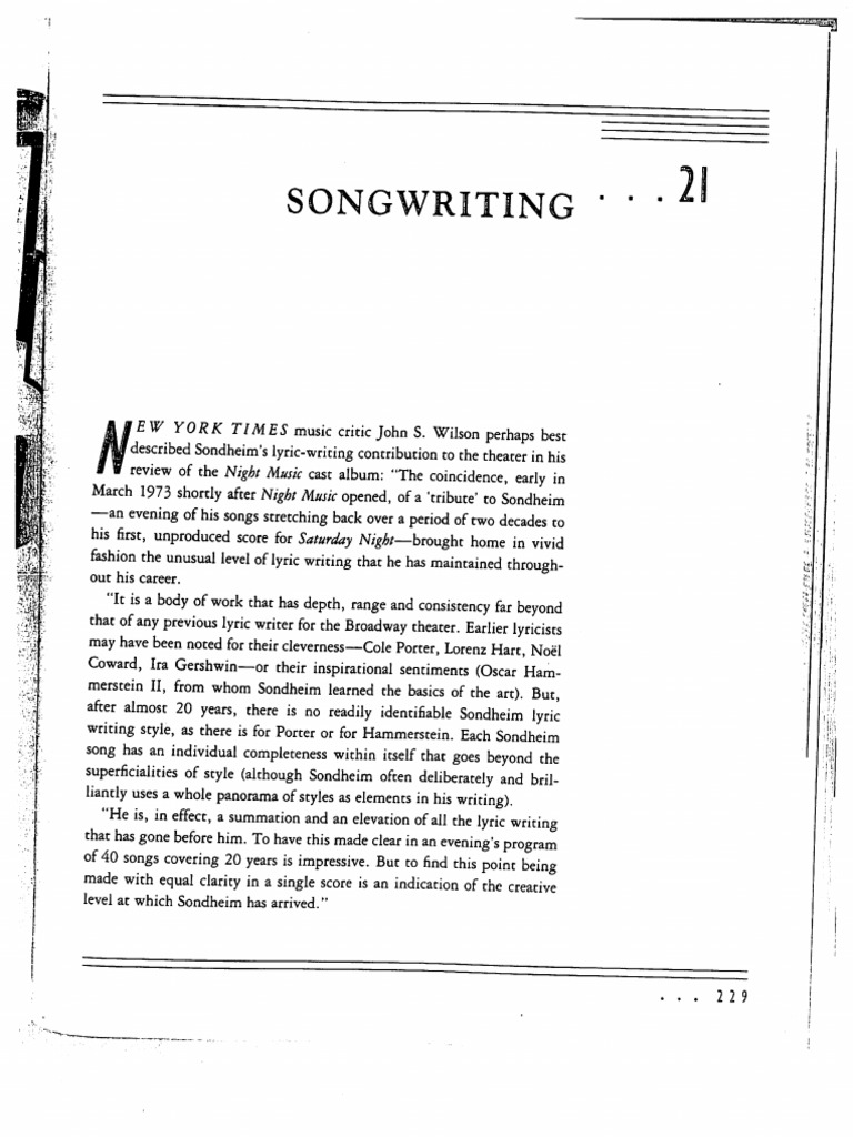 Stephen Sondheim On Songwriting | PDF