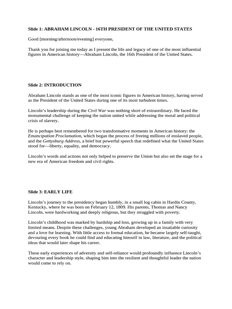 Abraham Lincoln Script | PDF