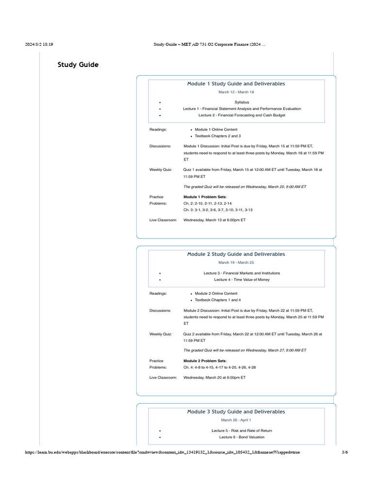 Study Guide - Corporate Finance (2024 ... | PDF
