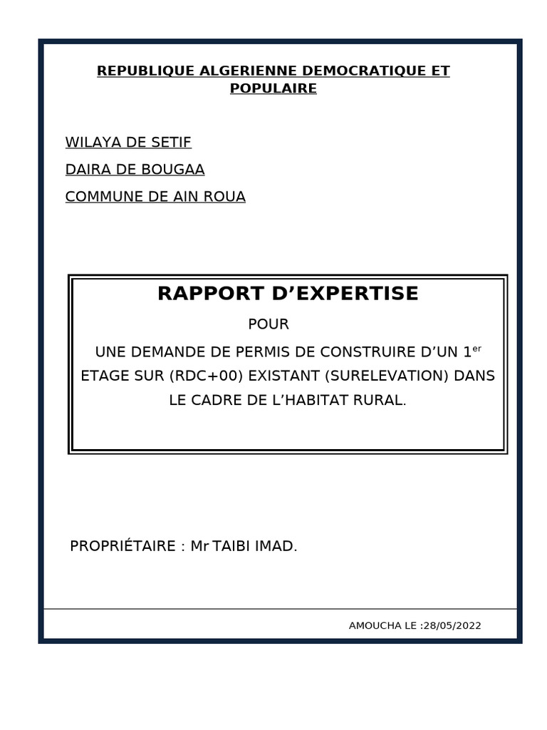 Rapport D'expertise TAIBI IMAD | PDF | Béton armé | Technologie et ...