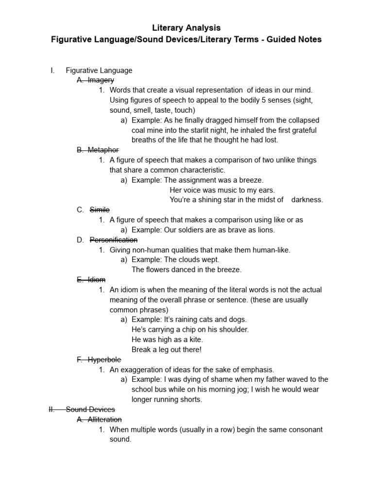 Literary Analysis (Figurative Language) | PDF
