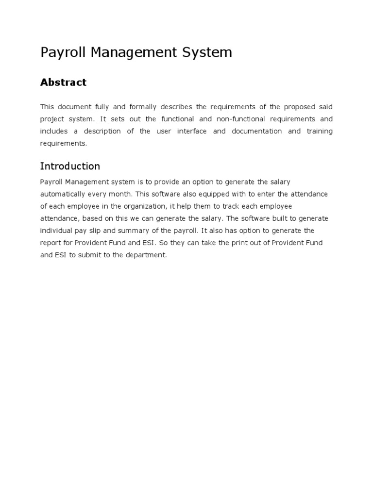 Payroll Management System Synopsis | PDF