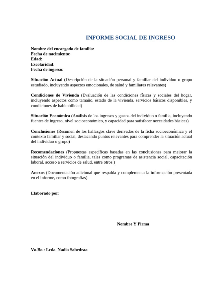 Formato Informe Social | PDF