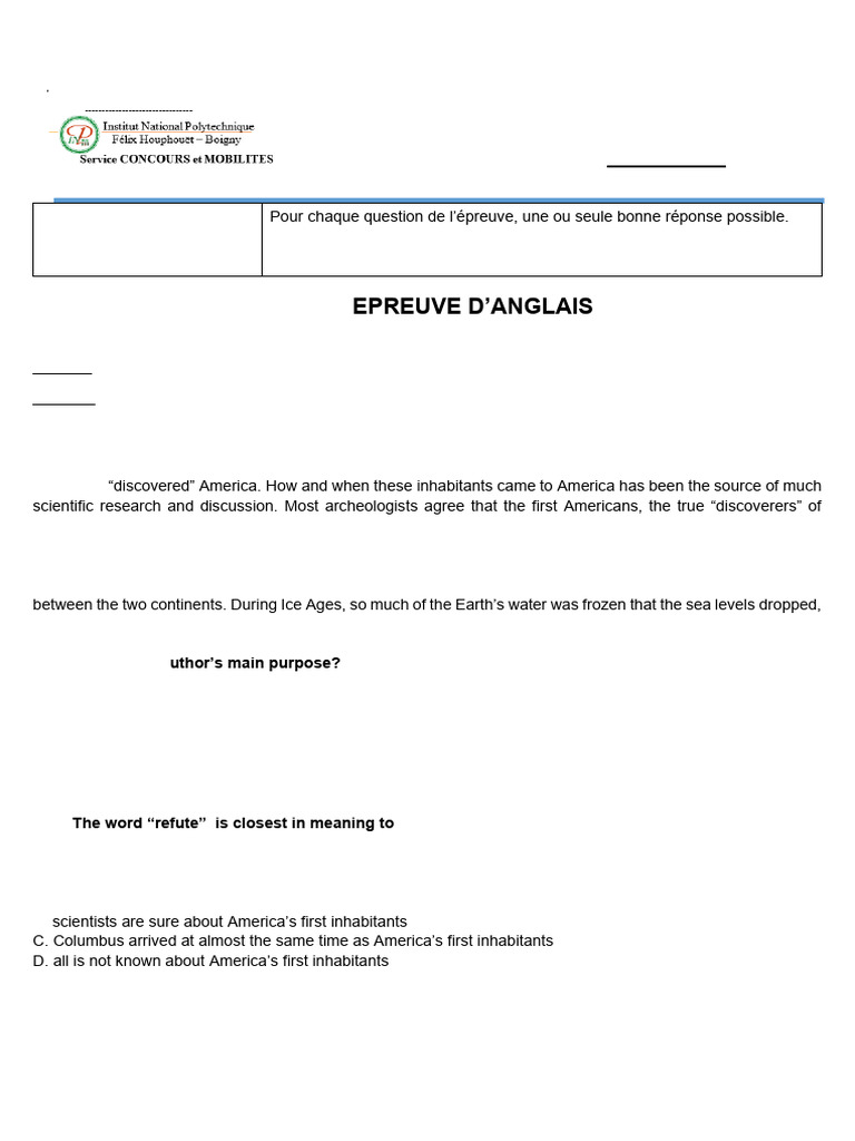 Sujet Concours BAC CI 2023 | PDF