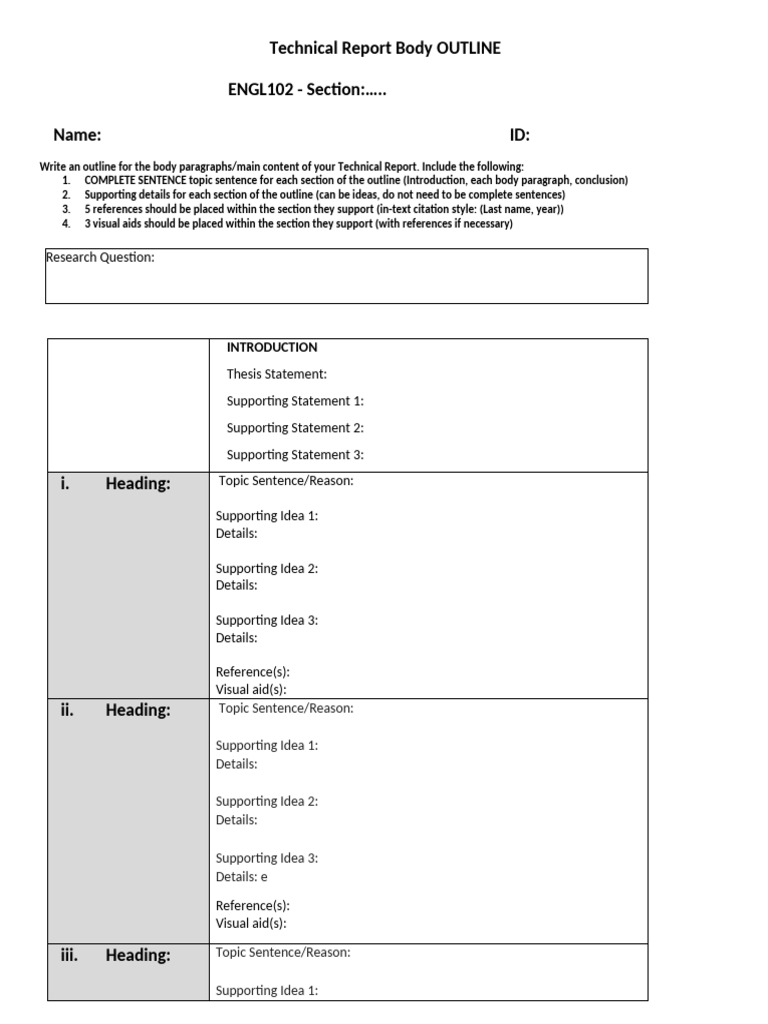 Technical Report Outline (Blank) | PDF