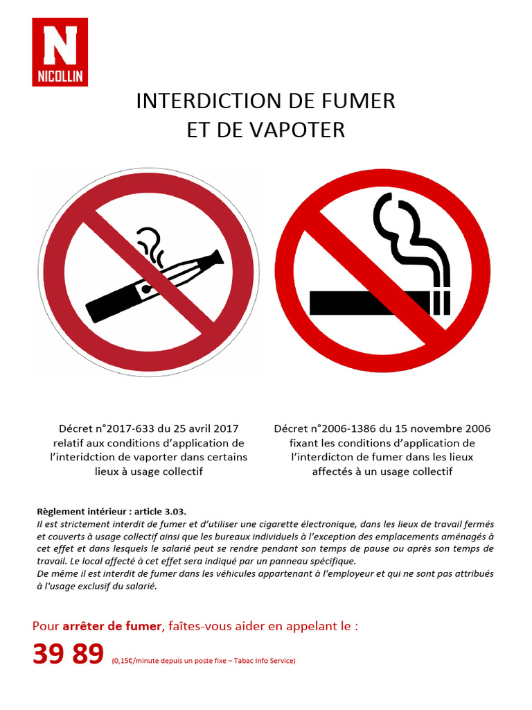 Interdiction de Fumer Et Vapoter | PDF