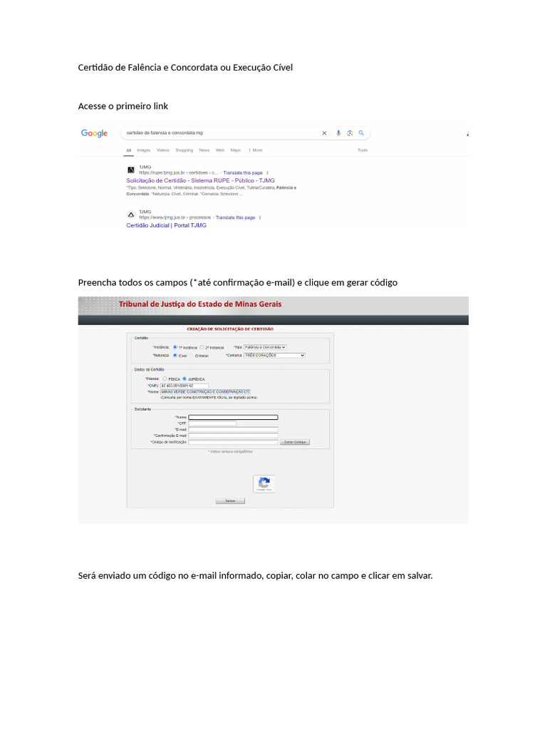 Certidao Falencia e Concordata Ou Execução Civil Passo A Passo | PDF