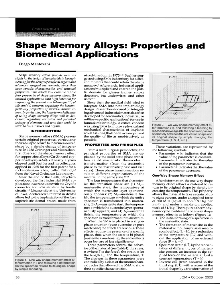 Shape Memory Alloys Properties and Biomedical Appl | PDF