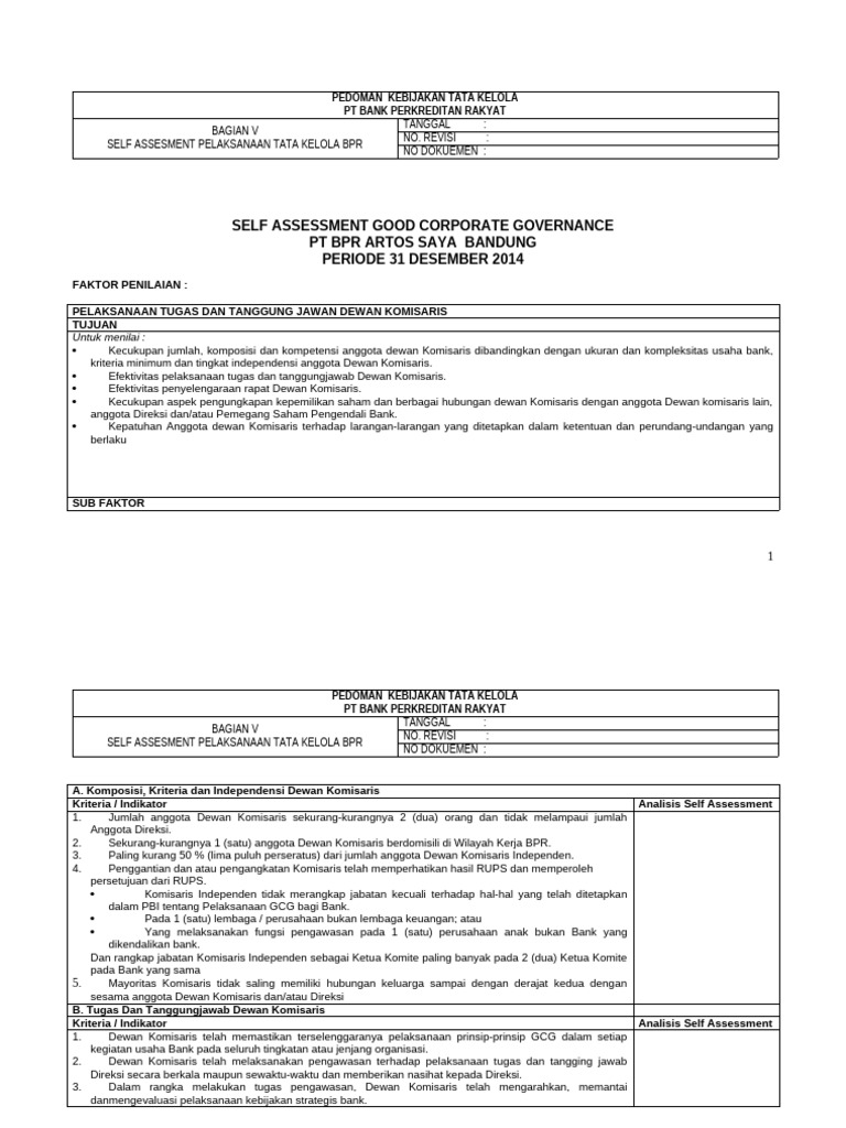 Lampiran Hasil Self Assesment GCG | PDF