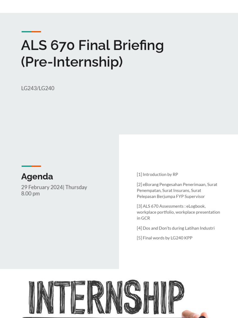ALS 670 Final Briefing (Pre-Internship) MARCH 2024 | PDF
