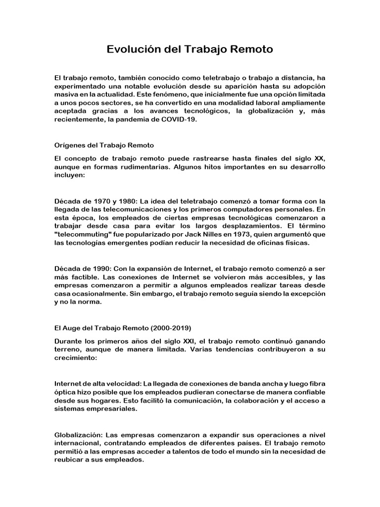 Evolución del Trabajo Remoto | PDF Evolución del Trabajo Remoto | PDF