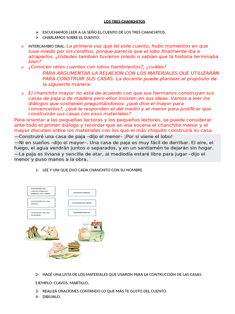 SECUENCIA. LOS TRES CHANCHITOS (1) | PDF