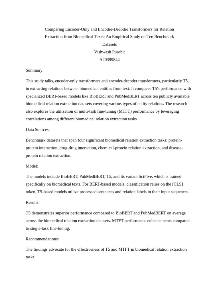 Comparing Encoder-Only and Encoder-Decoder Transformers For Relation | PDF