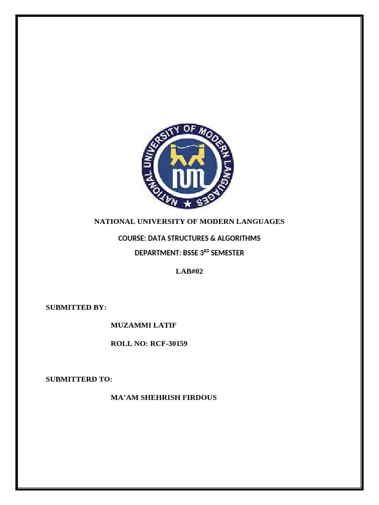 Dsa Lab#02 | PDF