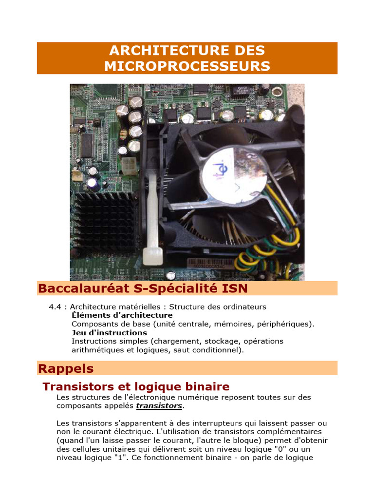 Architecture Des Microprocesseurs | PDF