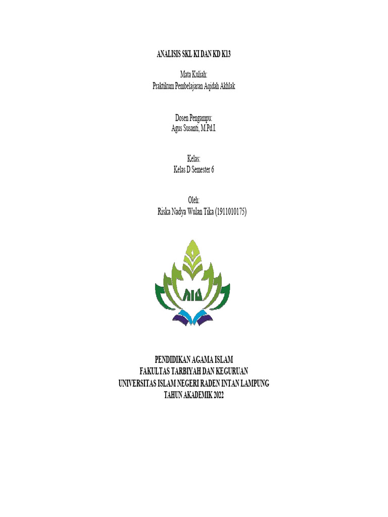 ANALISIS SKL KI, KD (MI, MTS, MA) | PDF