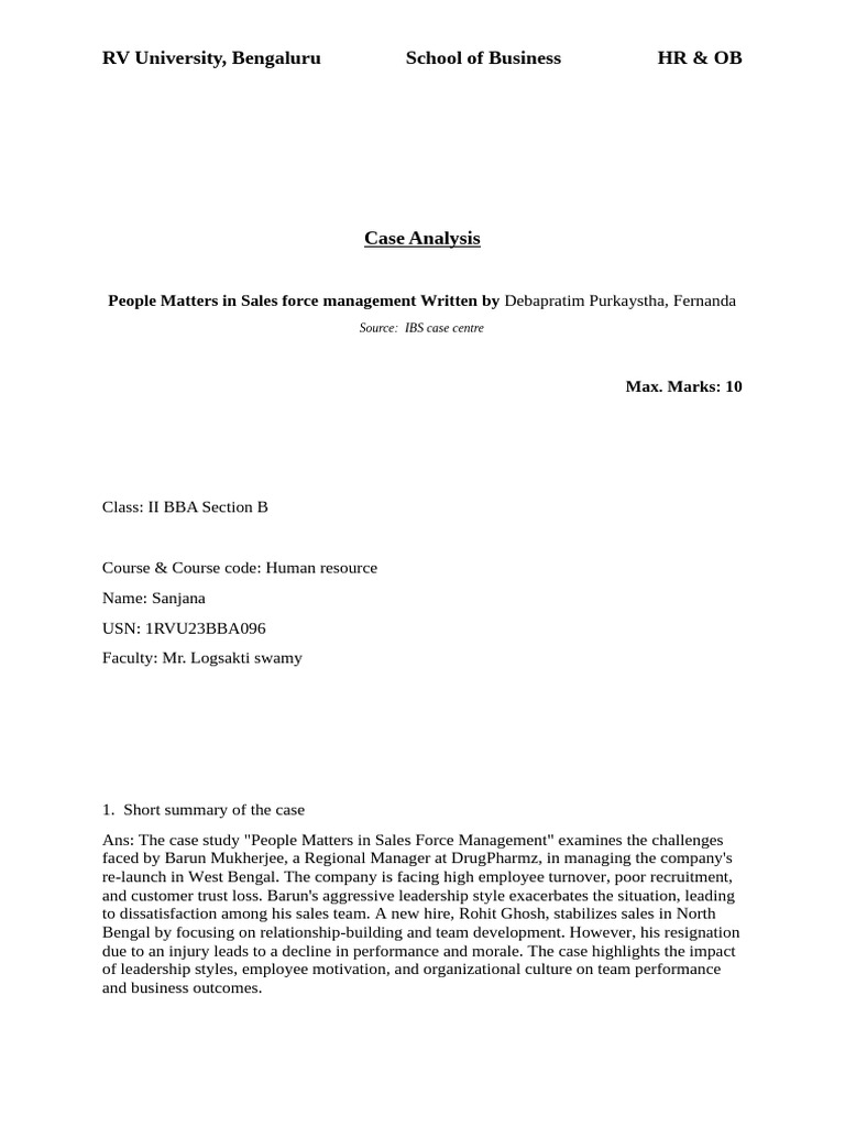Case Analysis - Sanjana Mis | PDF