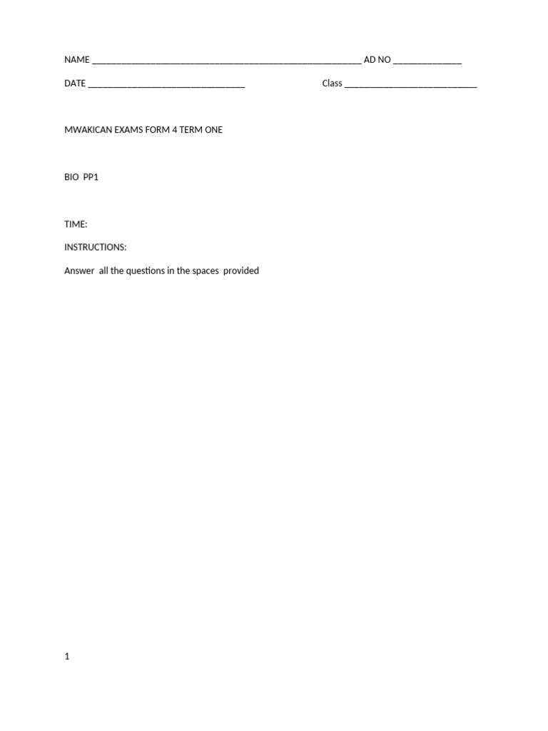 Biology Form 4 PP1 | PDF