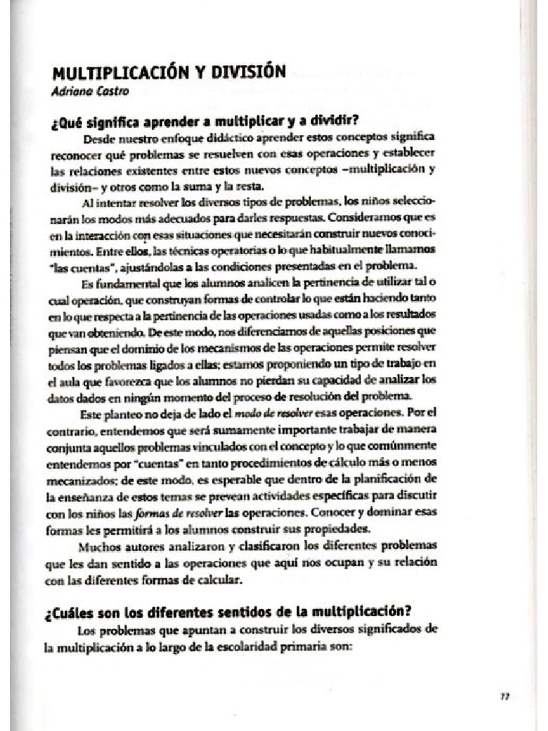 (Multiplicación y División) - Enseñar Matemática | PDF