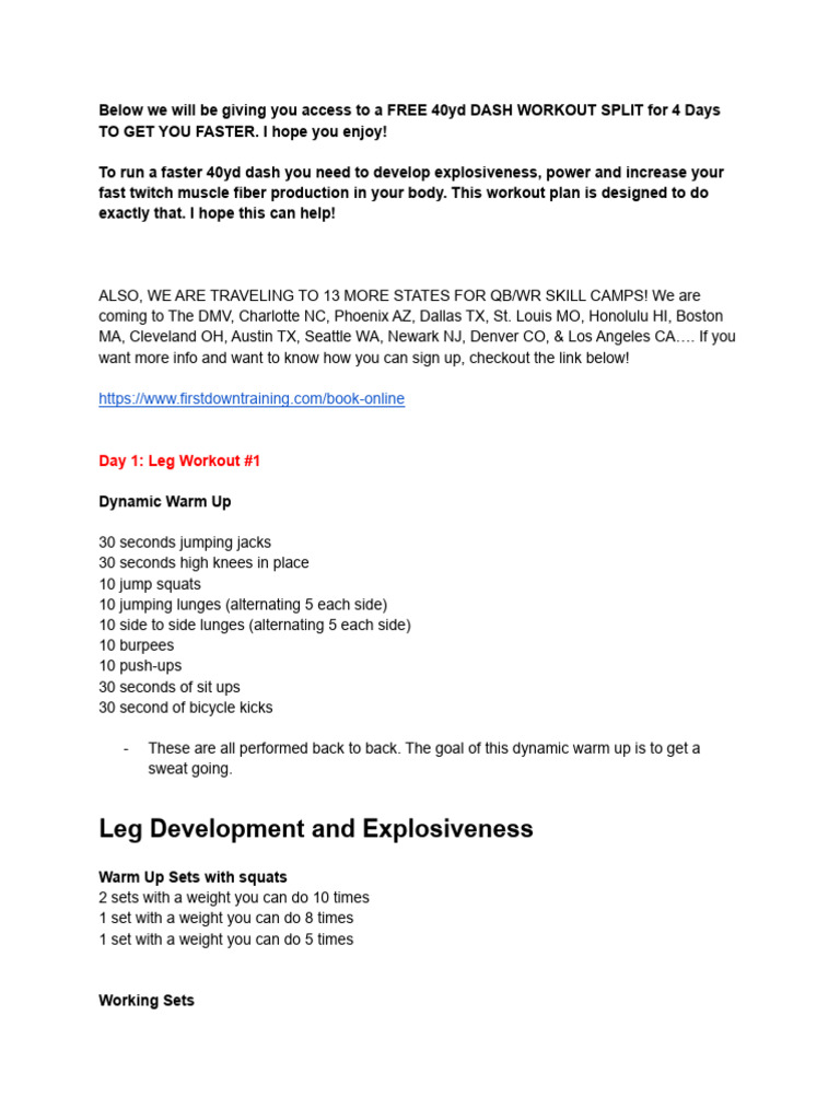 FREE 40yd DASH WORKOUT PLAN | PDF