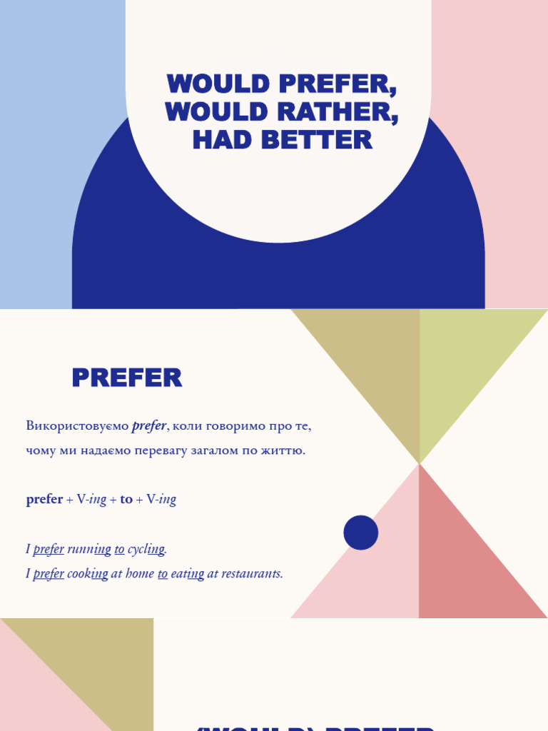 Would prefer, would rather, had better | PDF