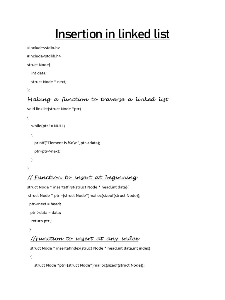 Insertion in Linked List | PDF Insertion in Linked List | PDF