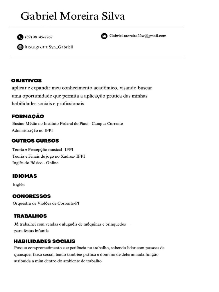 Currículo Gabriel | PDF