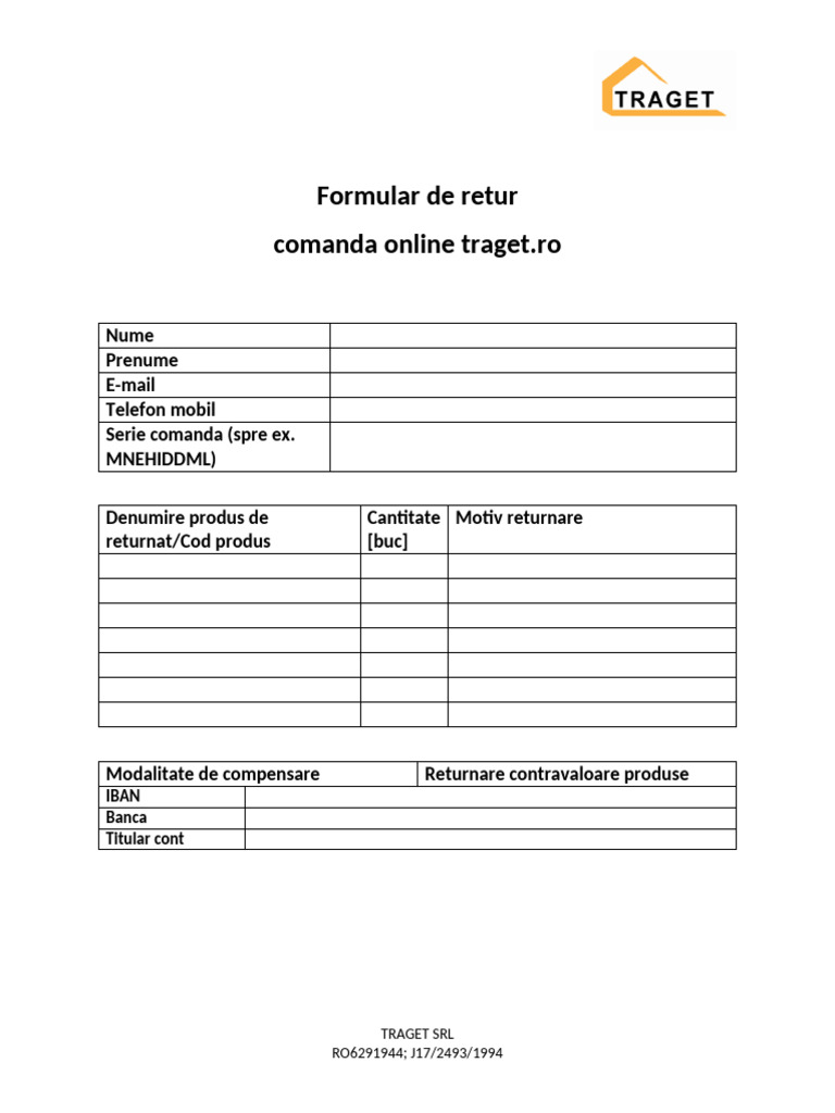 Formular - Retur Ipoint | PDF