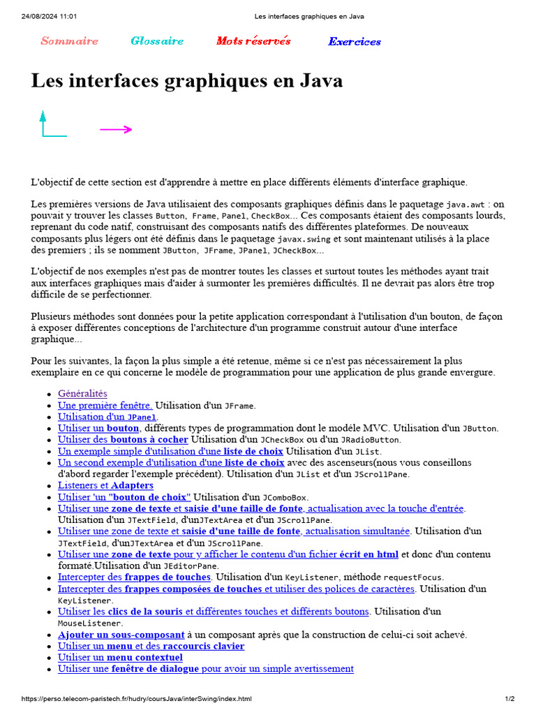 Les Interfaces Graphiques en Java | PDF