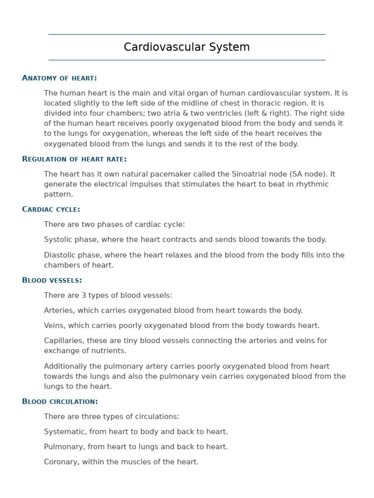 Cardiovascular System Basics. | PDF