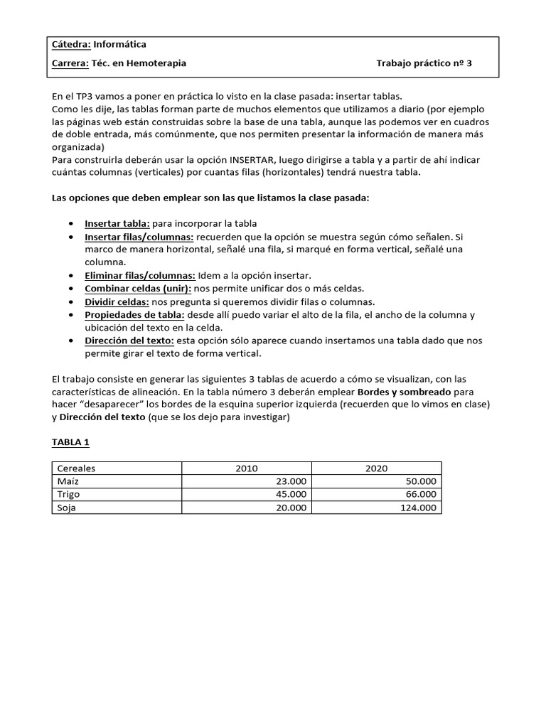 TP3 Hemoterapia 2021 Word 2007-2010 - Tablas | PDF | Métodos y materiales de enseñanza