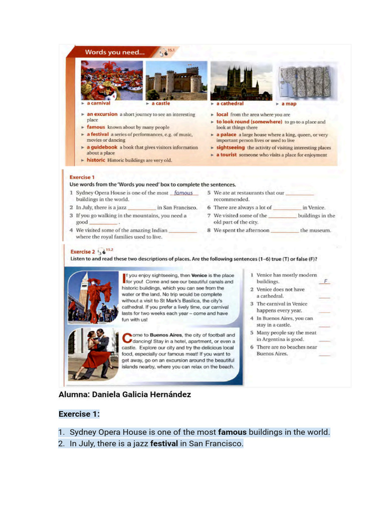 Vocabulary - Sightseeing | PDF