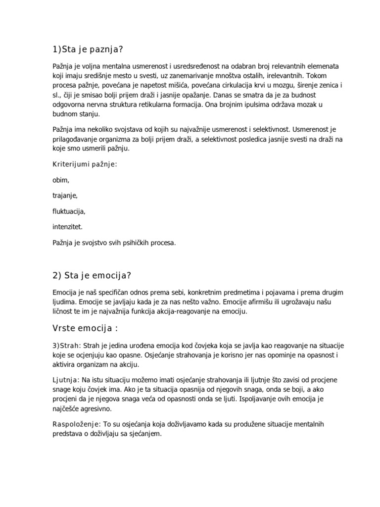 Sta Je Paznja | PDF