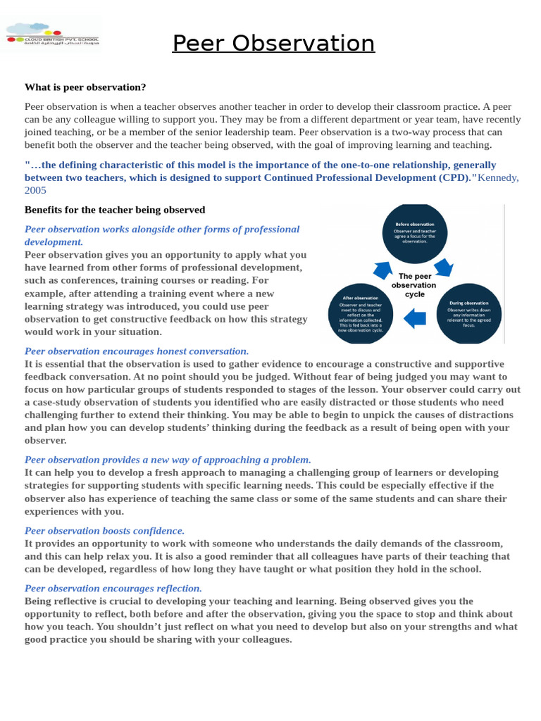What Is Peer Observation | PDF