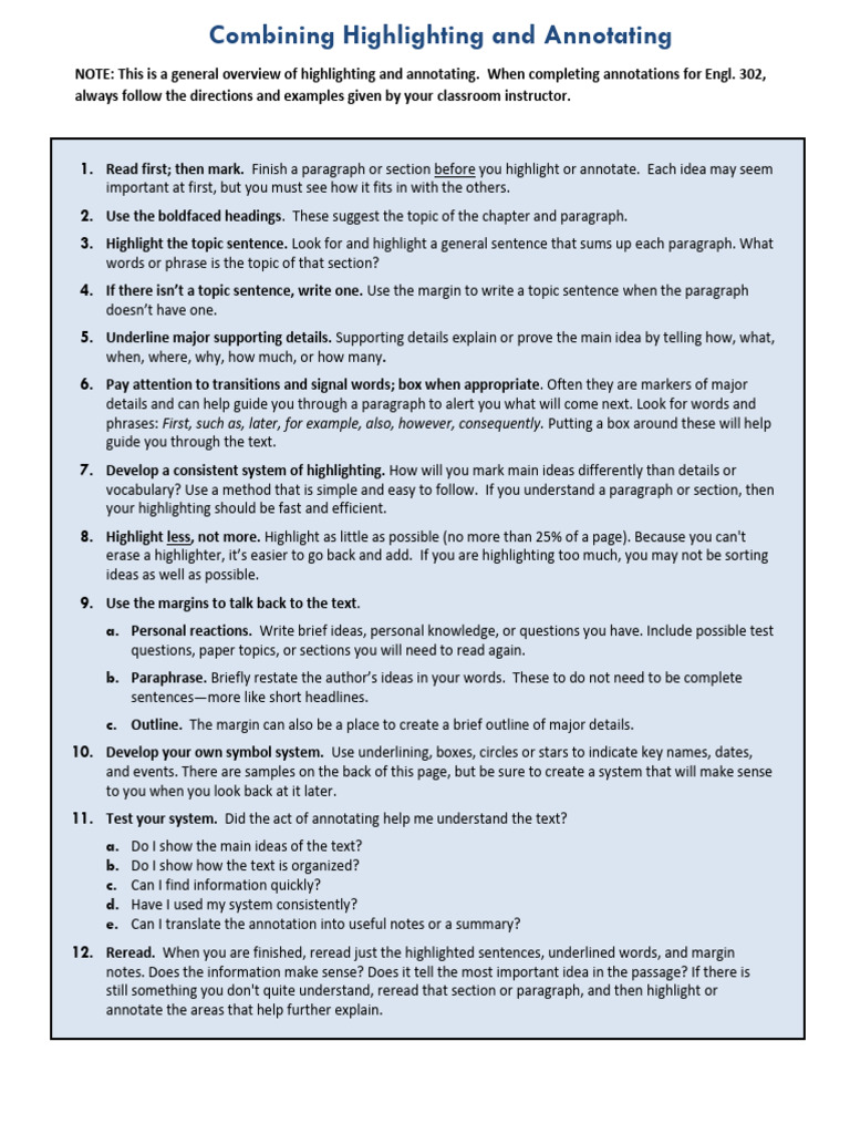 Highlighting and Annotating | PDF