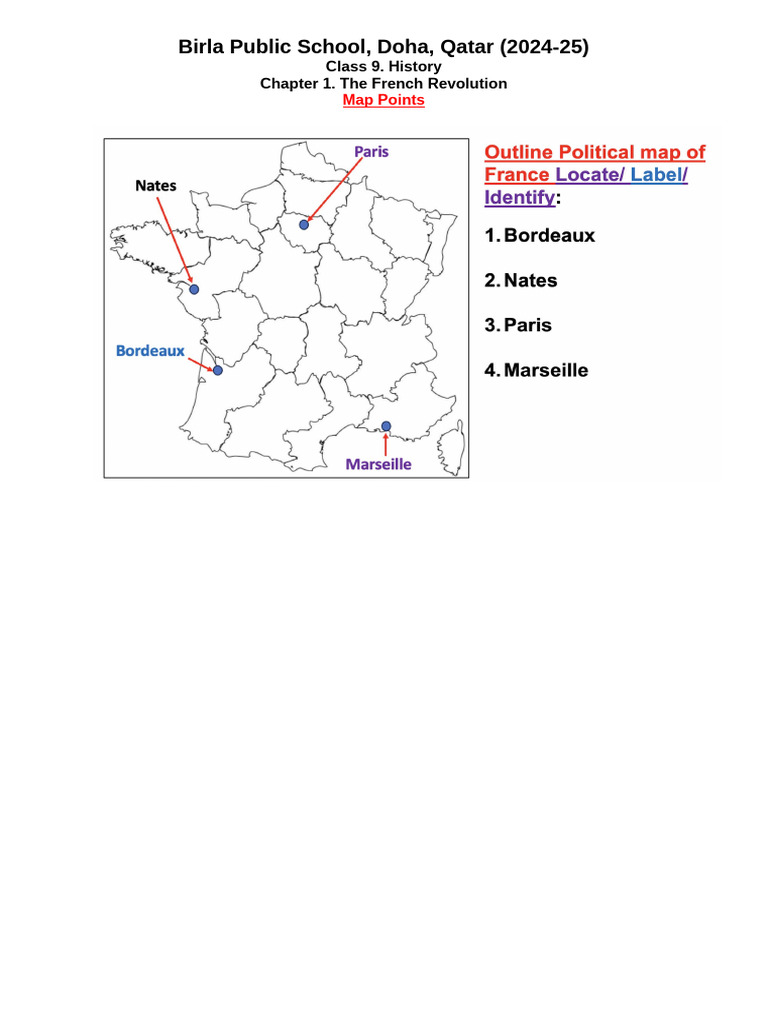 Map Points French Revolution | PDF
