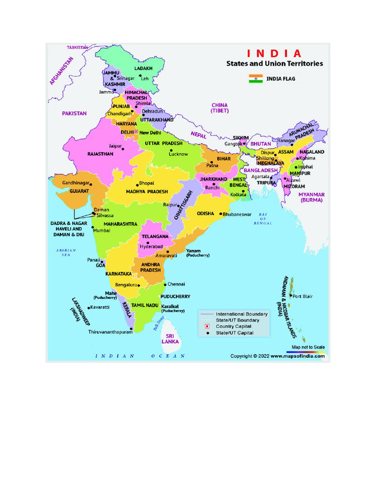Political map of India -states and capitals | PDF