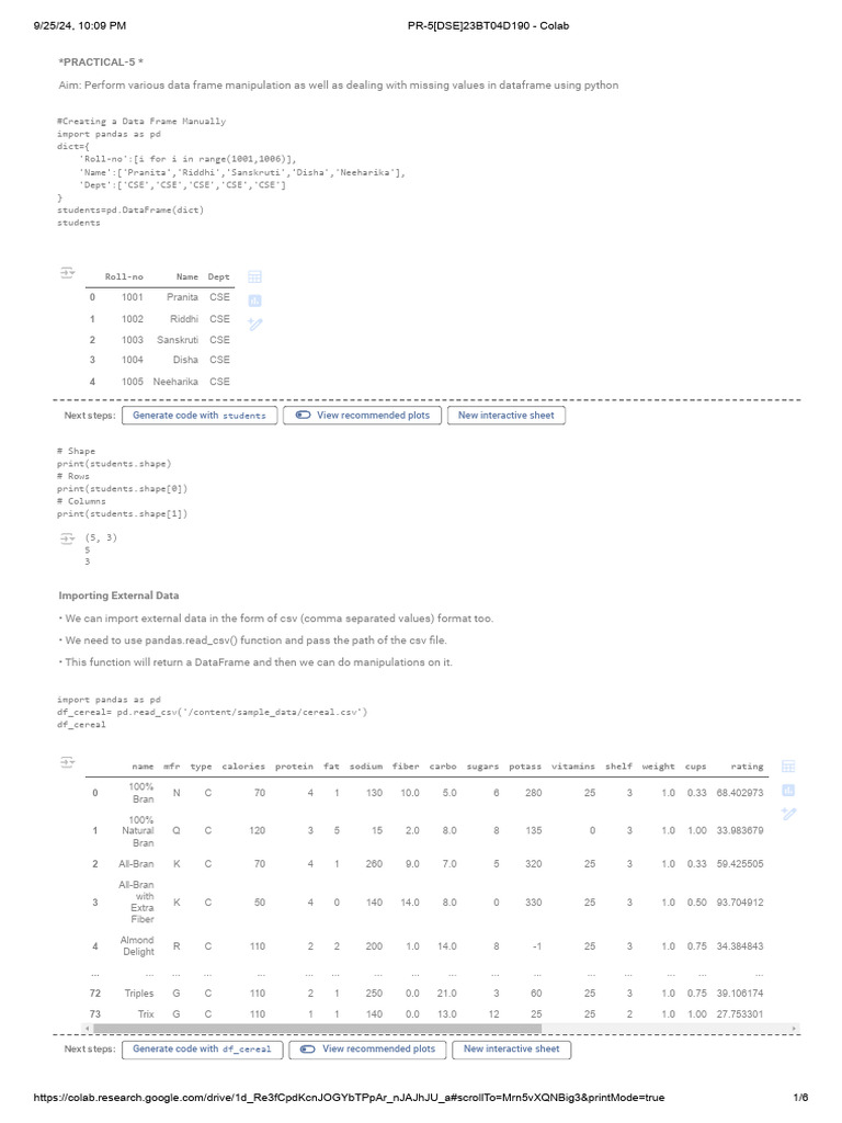 DataFrame Manipulation Guide | PDF | Comma Separated Values