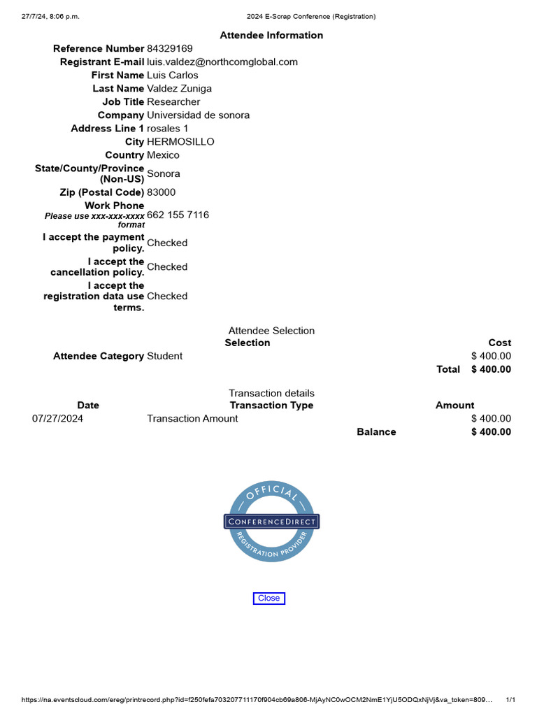 2024 E-Scrap Conference (Registration) | PDF