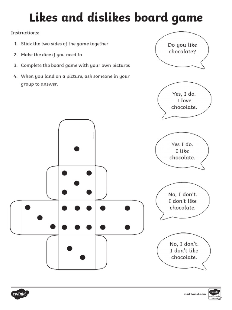 Likes and Dislikes Board Game Instructions | PDF