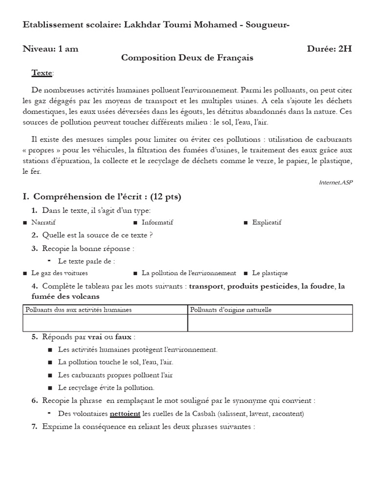 Compo Deux Du 1AM | PDF