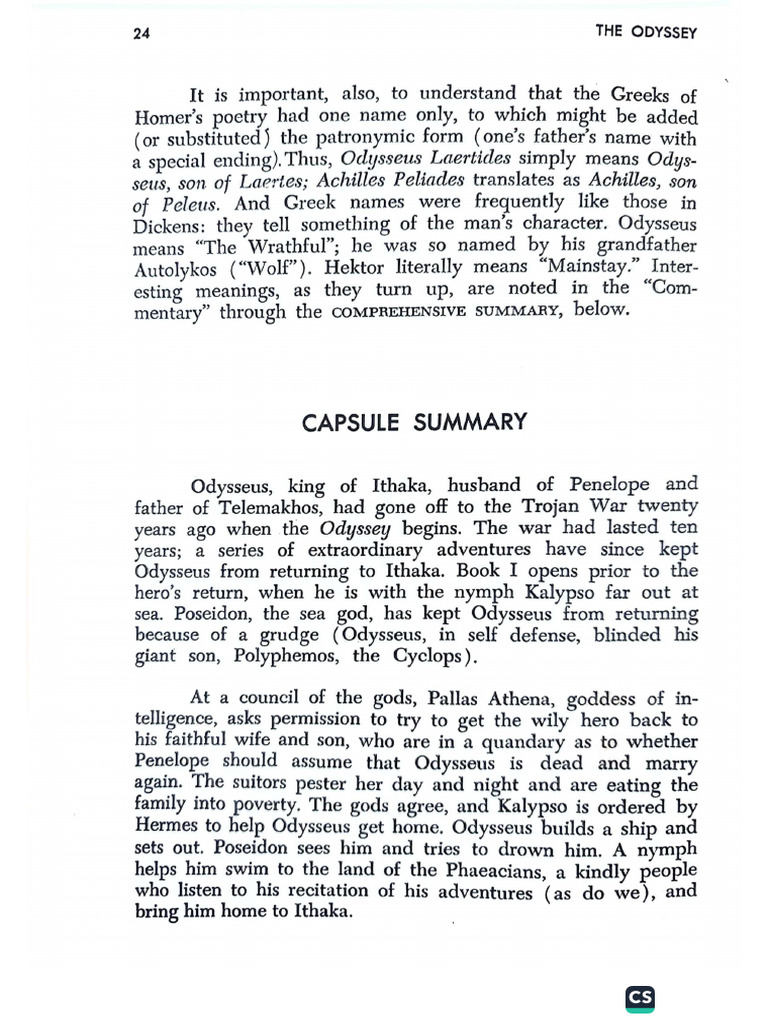 The Odyssey Books 1 and 9 Summary | PDF