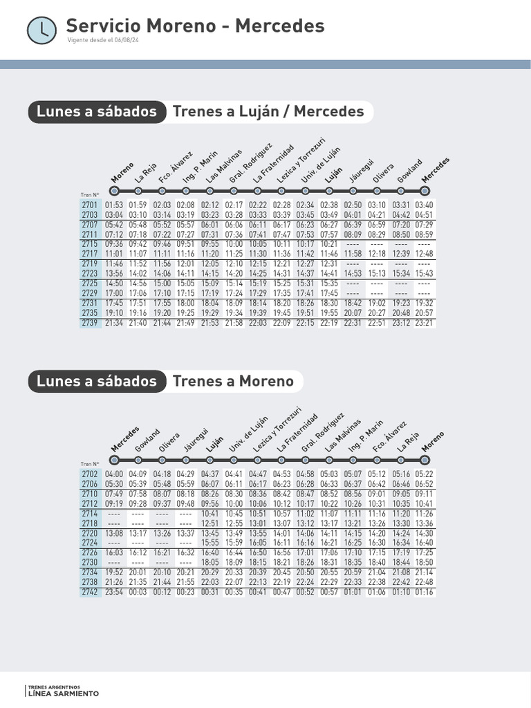 Cronograma Ramal Moreno - Mercedes | PDF