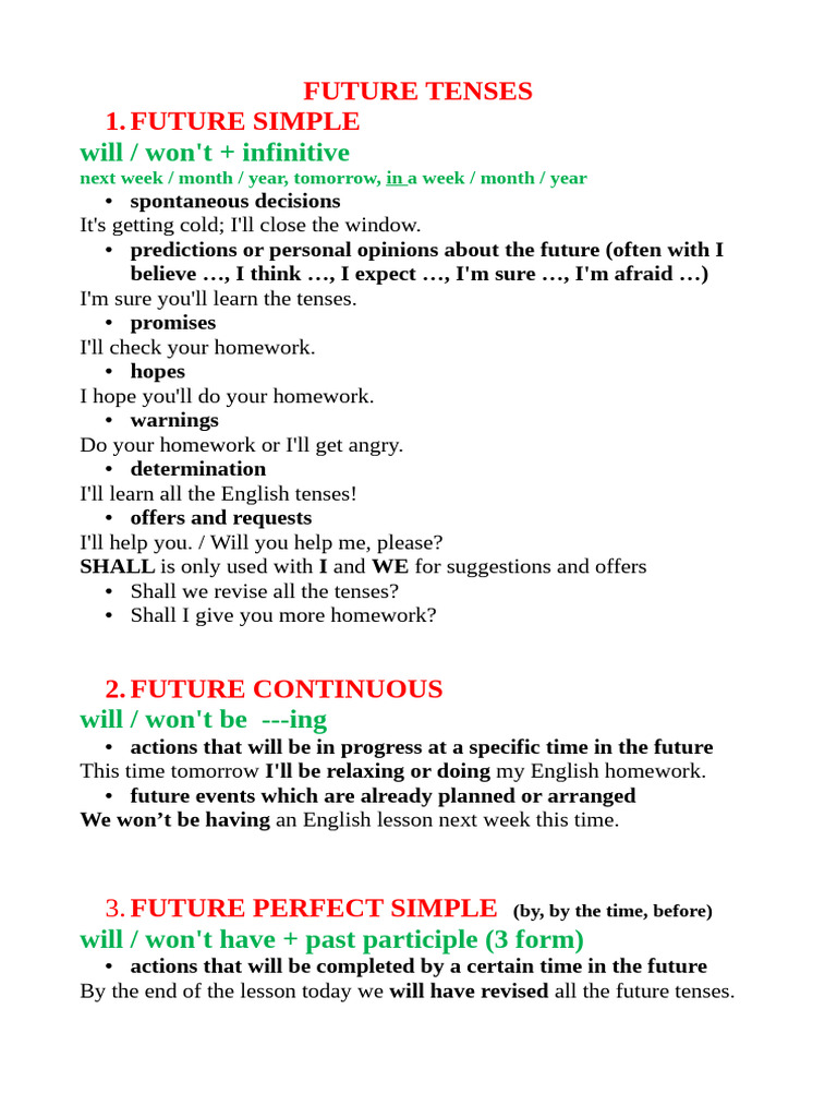 future tenses | PDF