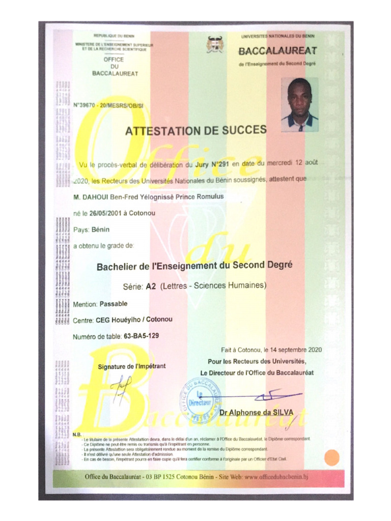 Attestation BAC | PDF